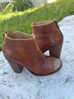 Bed Stu | Shoes | Bed Stu Onset Tan Driftwood Open Peep Toe Bootie ...